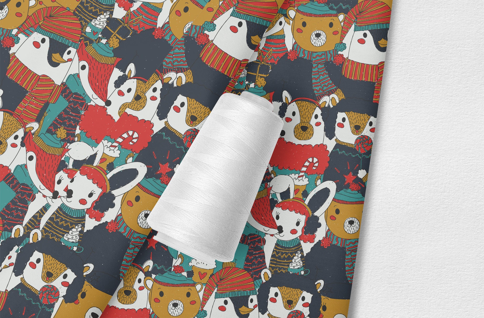 Woodland Animals Digital Paper Printable Festive Retro Seamless Pattern ...