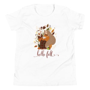 Hello Fall Youth Shirt for Kids. Autumn Tee Girl Pumpkin - Etsy