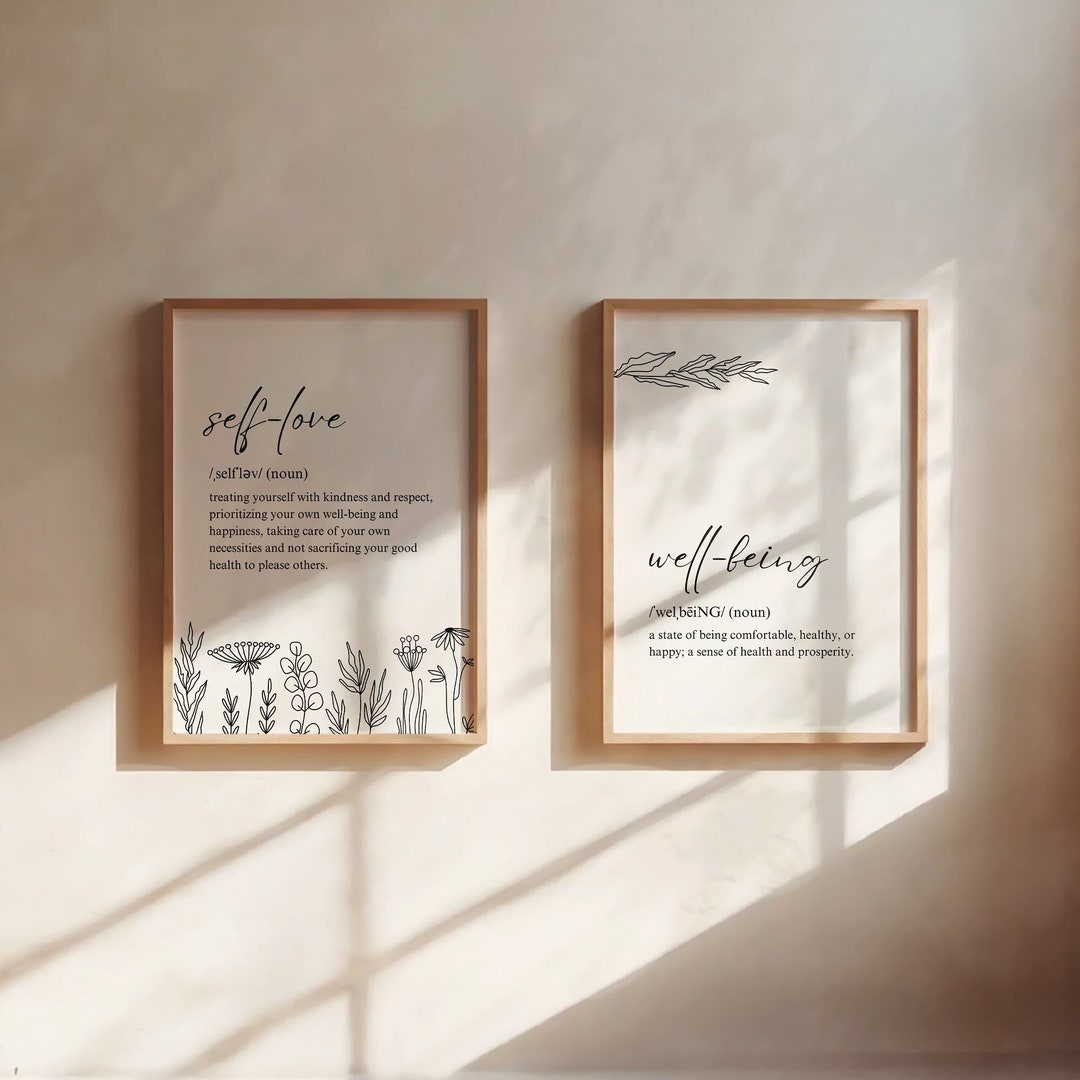 Self Love Art Print Gallery Wall Set of 2, Self Care Definition ...