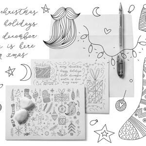 Digital Printable Christmas Doodles With Winter Elements, JPG PNG EPS ...