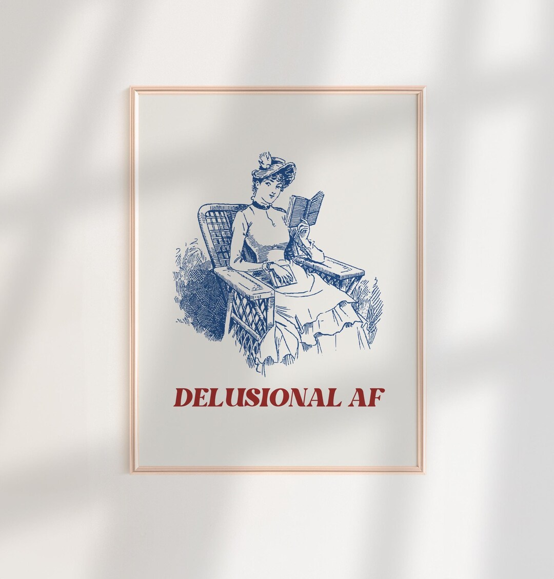 Delusional AF Book Lover Wall Art, Bookworm Wall Art Book Club Decor ...