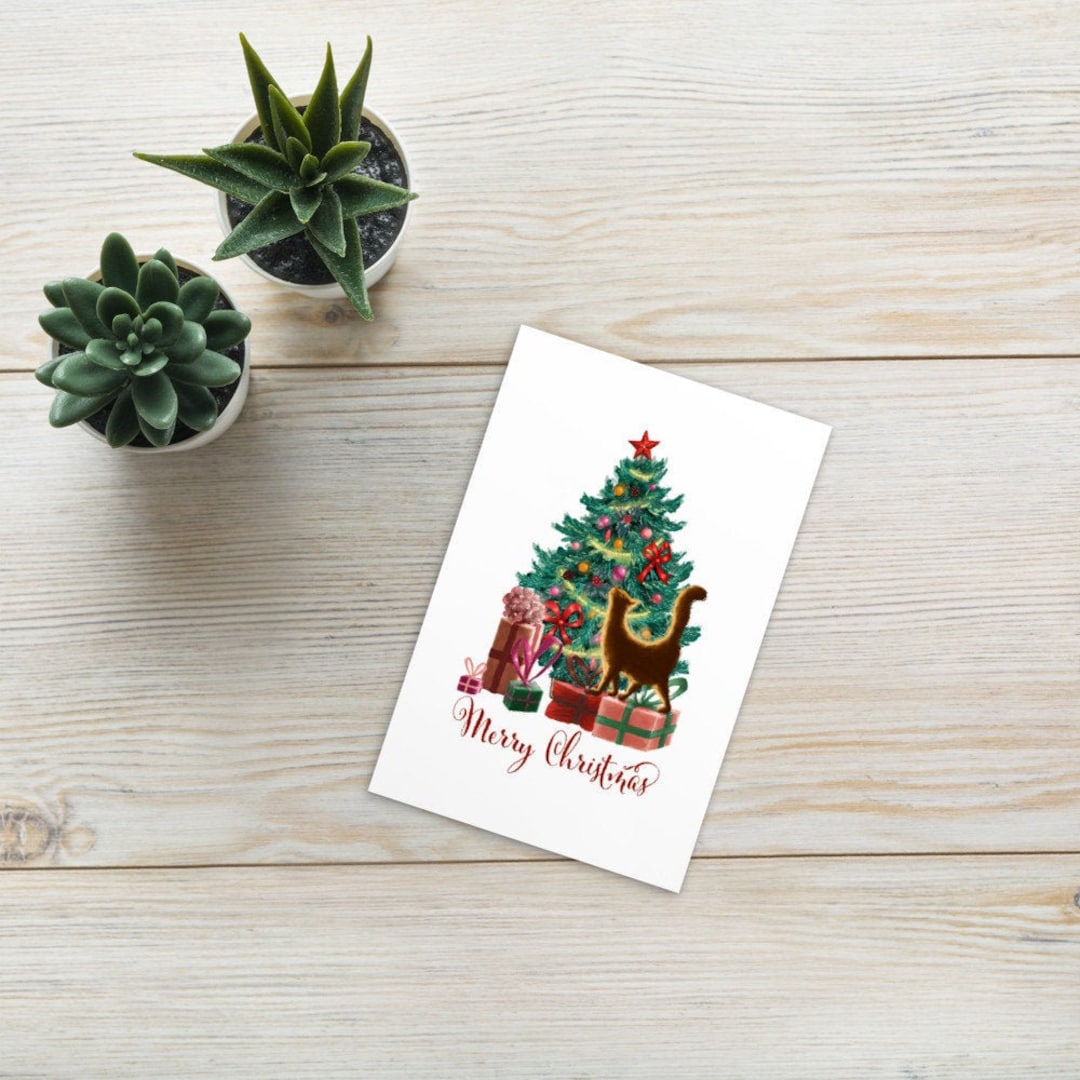 Merry Christmas Postcard. Christmas Greeting Card With - Etsy