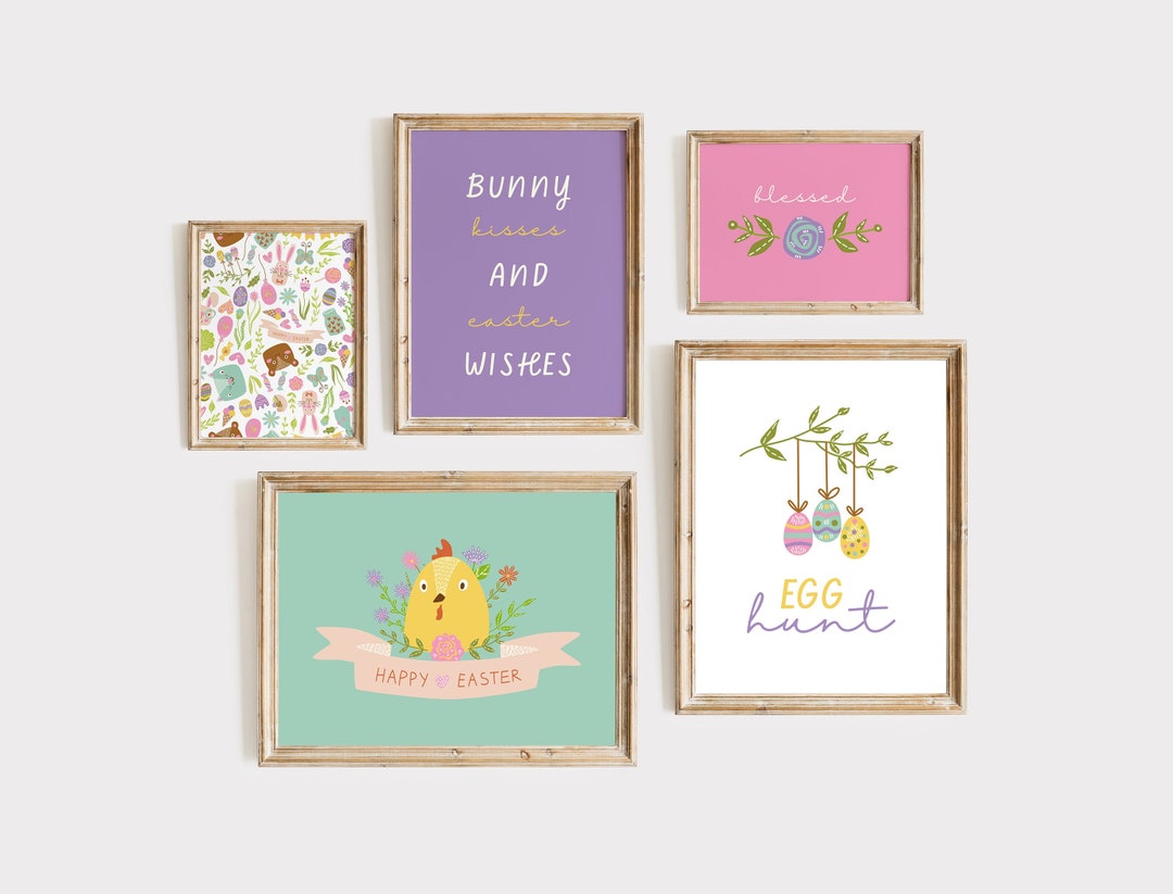 Easter Gallery Wall Set, Easter Decoration, Easter Wall Art Set of 5 ...