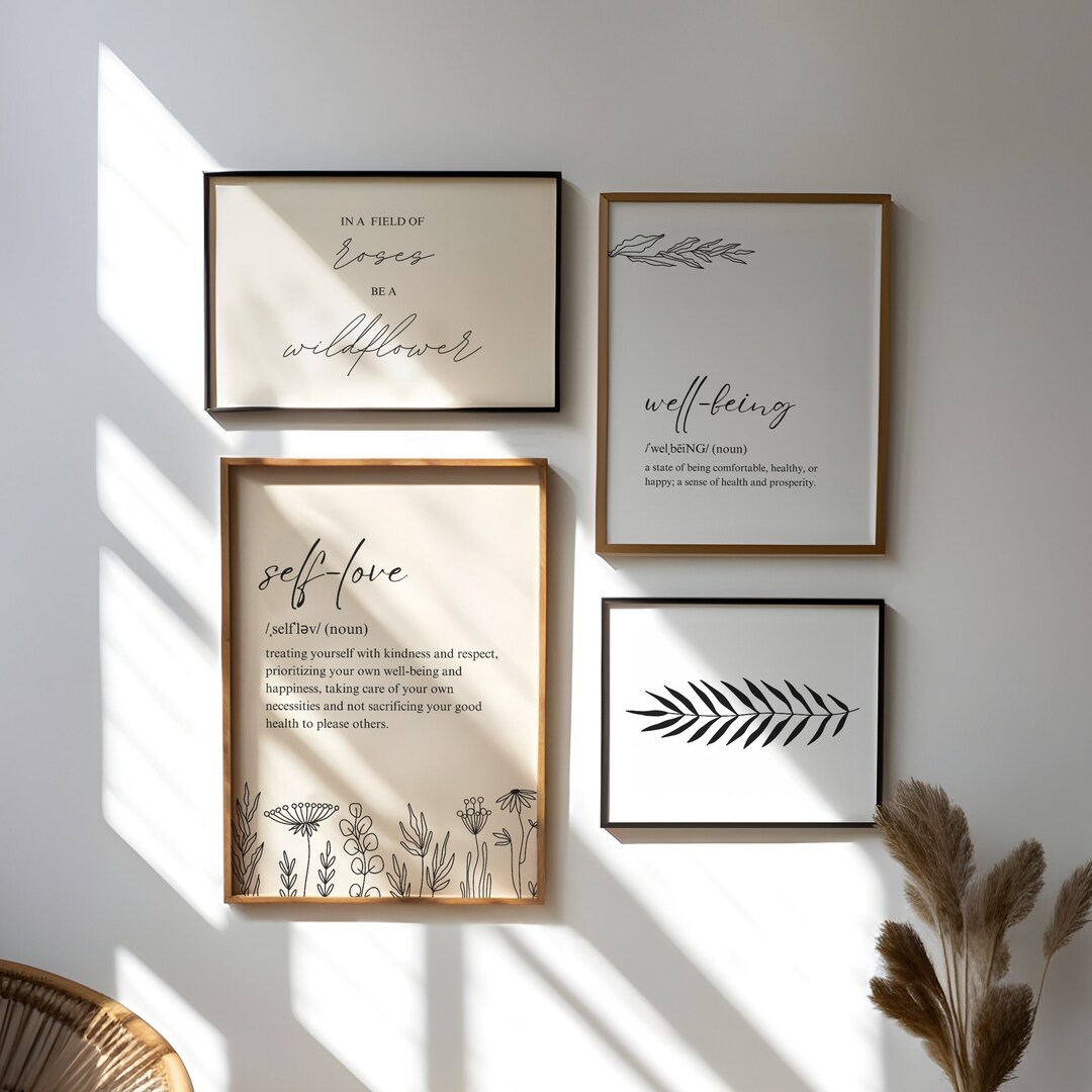 Self Care Wall Art Gallery Wall Set of 4 Inspirational Quotes Wall Art ...