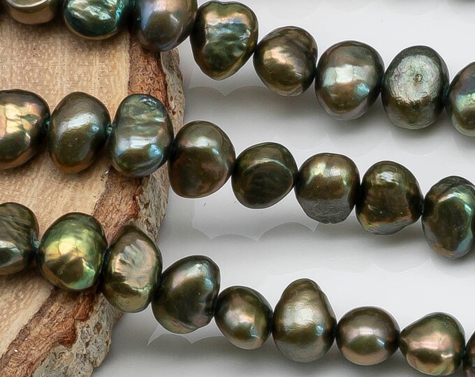 7-8mm Freshwater Pearl Nugget Shape Olive Green With Nice Luster in ...