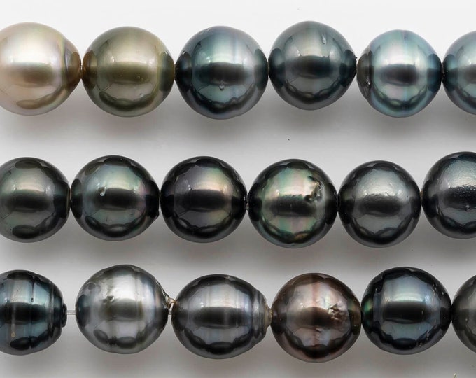 2mm Hole Tahitian Pearls 13-15mm in Short Strand With All Natural Color ...