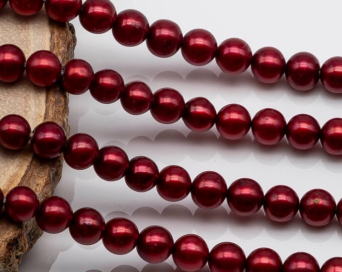 4-5mm Freshwater Pearl Bead in Red Color Round Shape for Jewelry Making ...