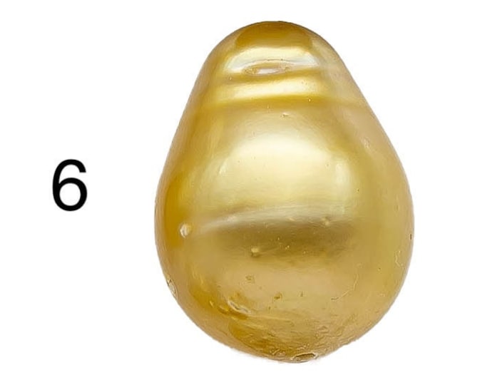 Single Golden Southsea Pearl Drops 1mm Full Drilled for Jewelry Making ...