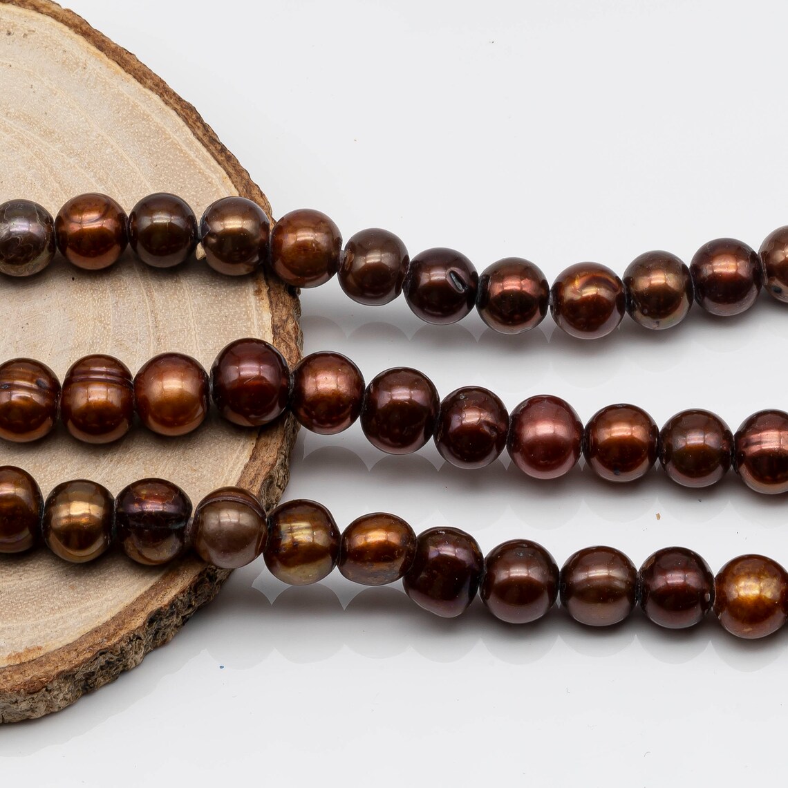 8-10mm Big Hole Bead in Chocolate, Freshwater Pearl Potato Shape With 2 ...