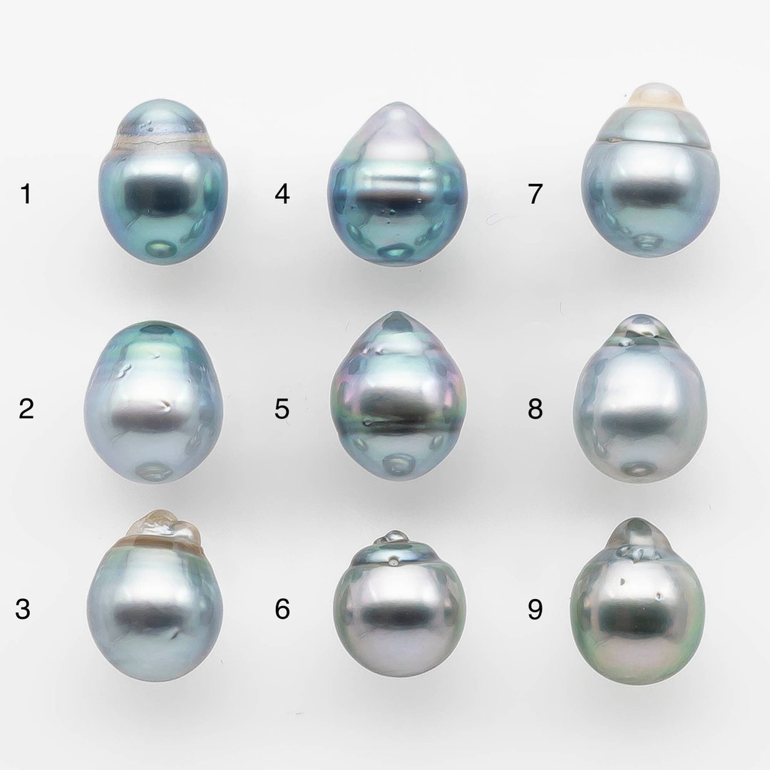 9-10mm Tahitian Pearl Drop With High Luster and Natural Color in Silver ...