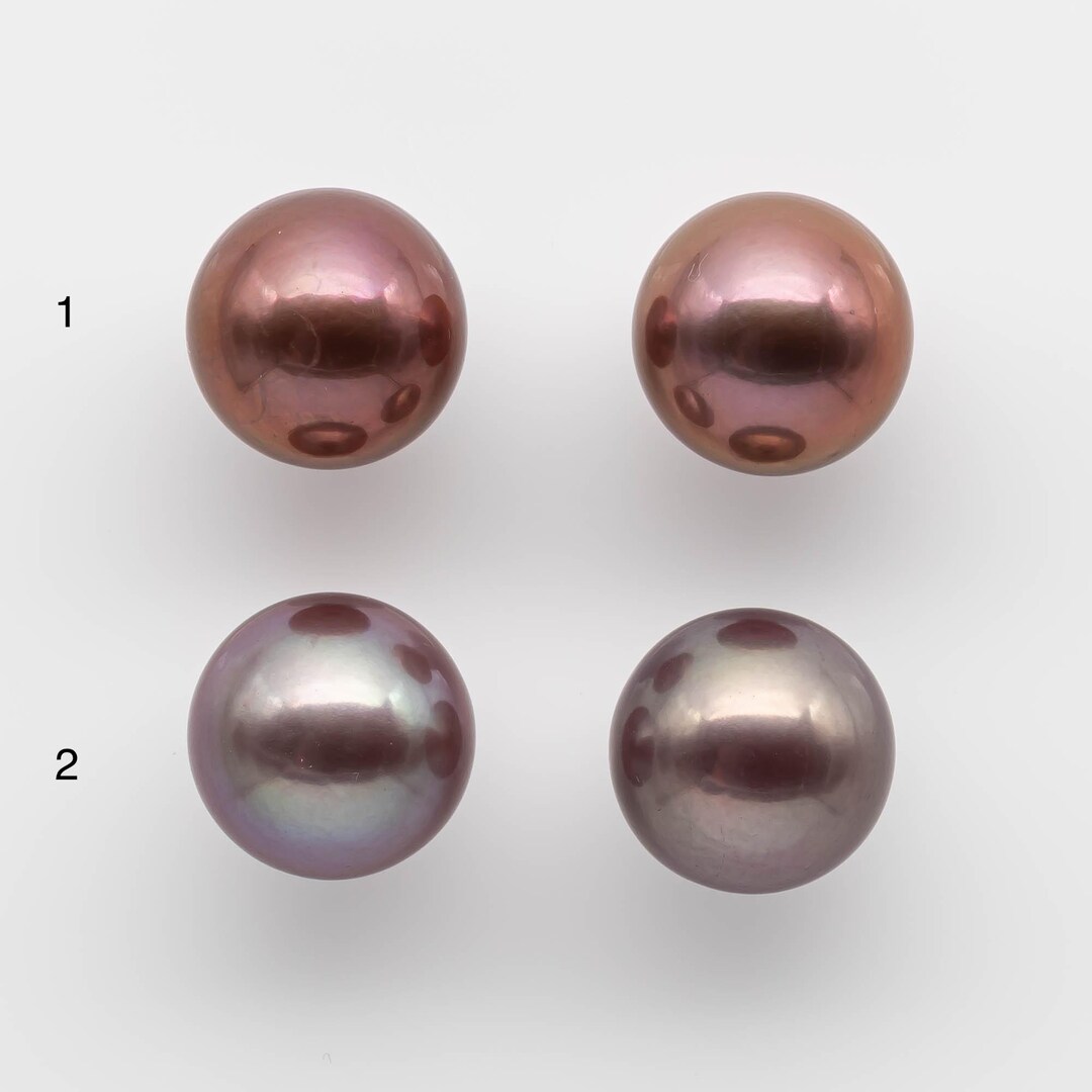 13-14mm Matching Pair Large Edison Pearl Round All Natural Colors and ...