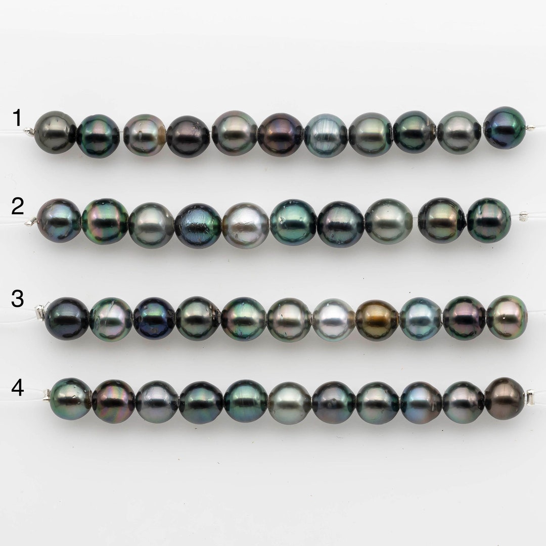 2mm Hole 9-10mm Tahitian Pearls in Short Strand With All Natural Color ...