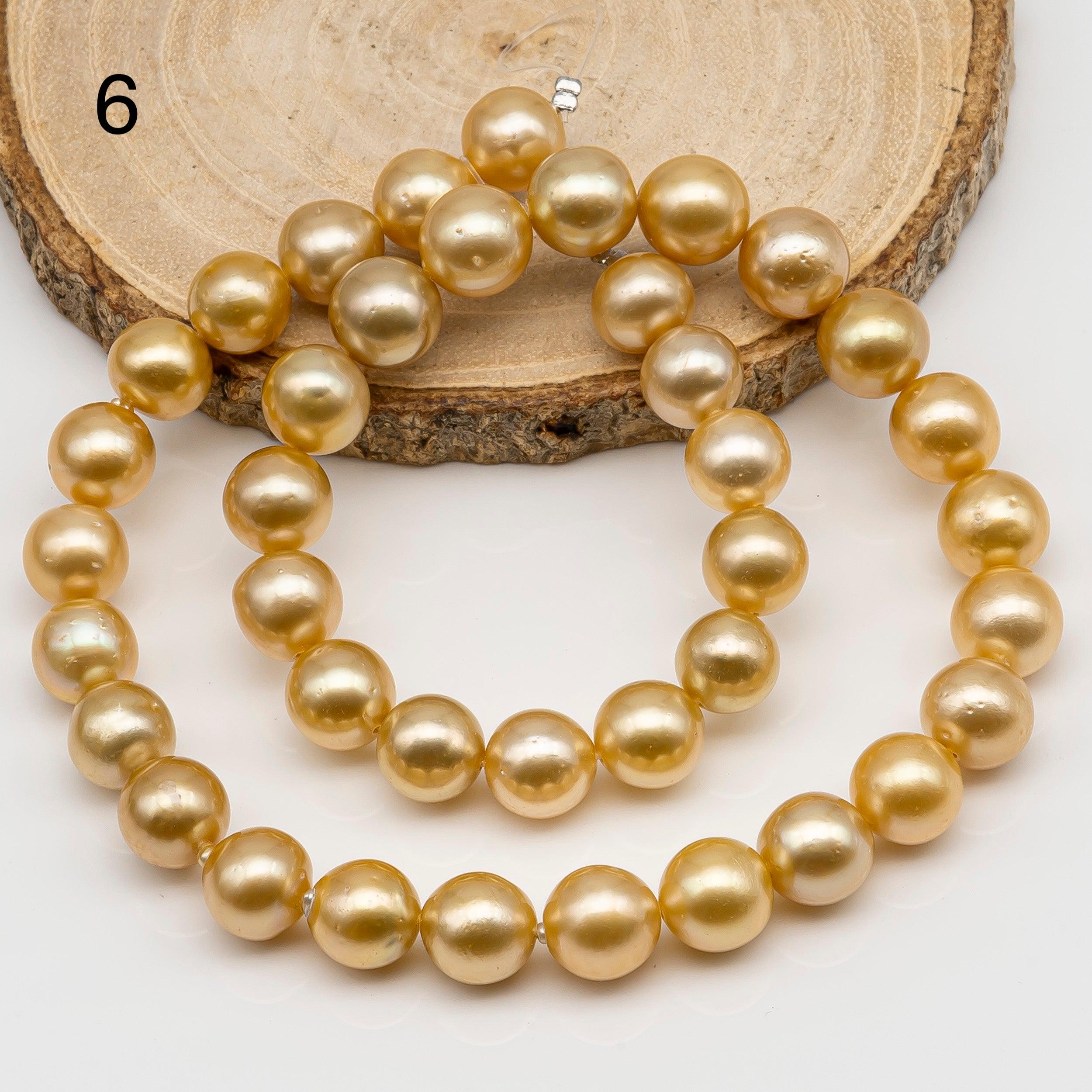 10-11mm Golden South Sea Pearl Near Round, Natural Color Pearls for ...