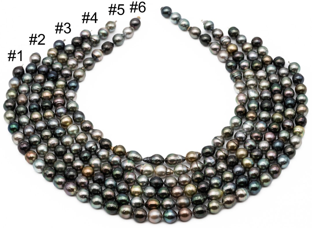 Tahitian Multi Color Pearl Strand, Teardrop or Near Round Cultured ...