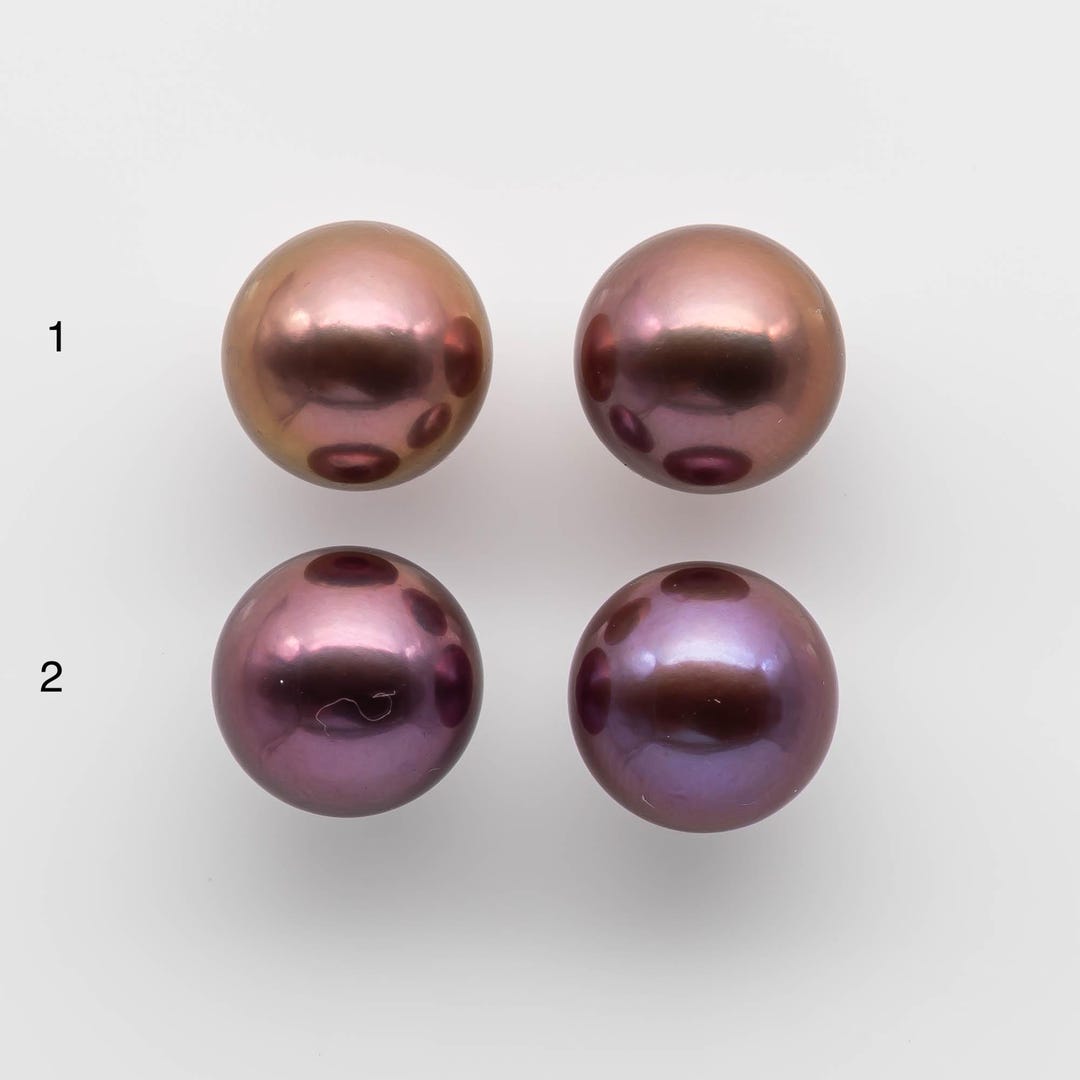 12-13mm Matching Pair Round Edison Pearl With Intensive High Luster and ...