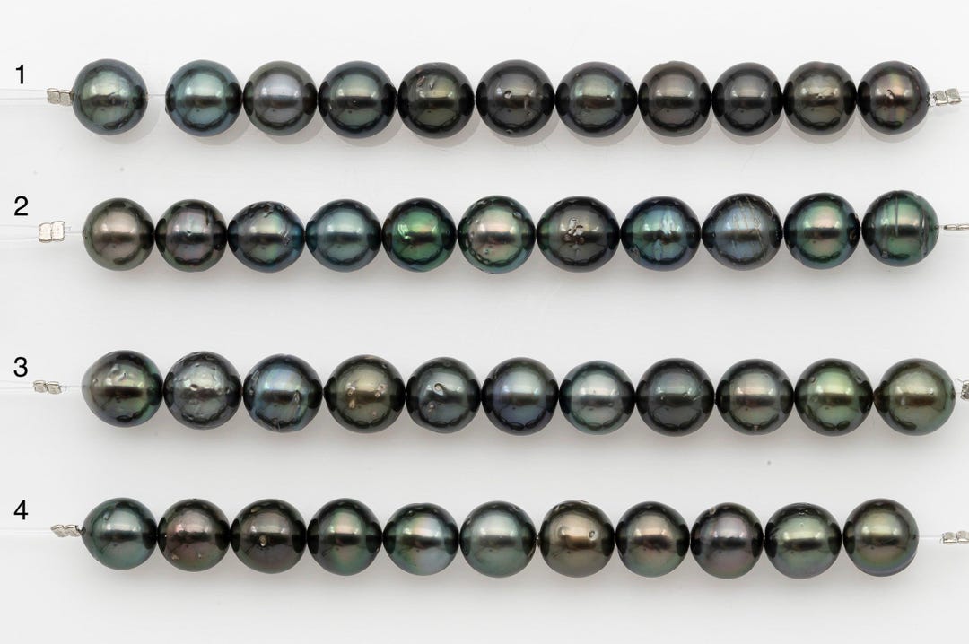 9-10mm Tahitian Pearl Short Strand, Near Round With High Luster and ...