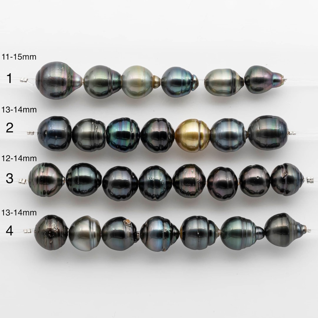 2mm Hole Tahitian Pearls 13-15mm in Short Strand With All Natural Color ...