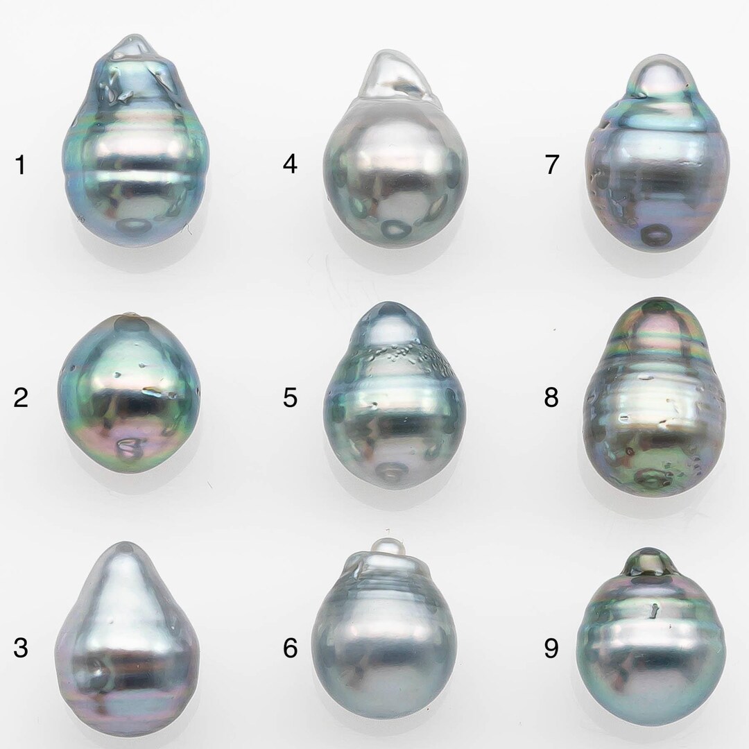 9-10mm Tahitian Pearl Drop With High Luster and Natural Color in Silver ...