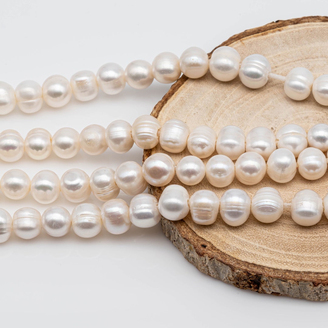 9-10mm Large Hole Freshwater Pearl in 8 Inch Strand for Jewelry Making ...