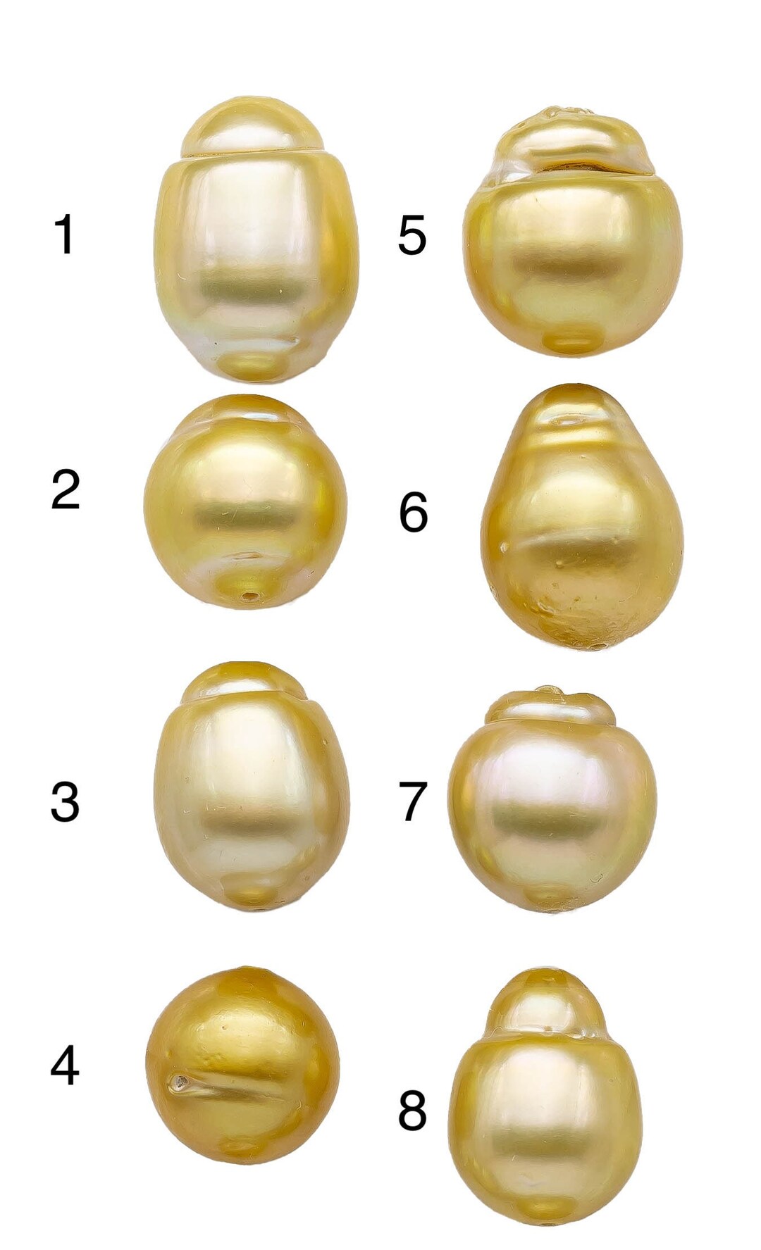 Single Golden Southsea Pearl Drops 1mm Full Drilled for Jewelry Making ...