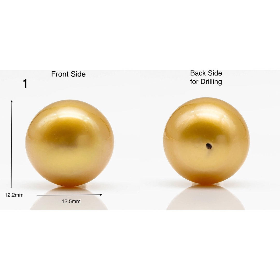 12-13mm Golden South Sea Pearl in Round Undrilled Single Piece, Natural ...