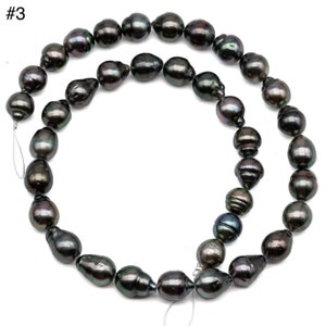 Black Tahitian Pearl Strand, Teardrops With Nice Luster and Blemishes ...