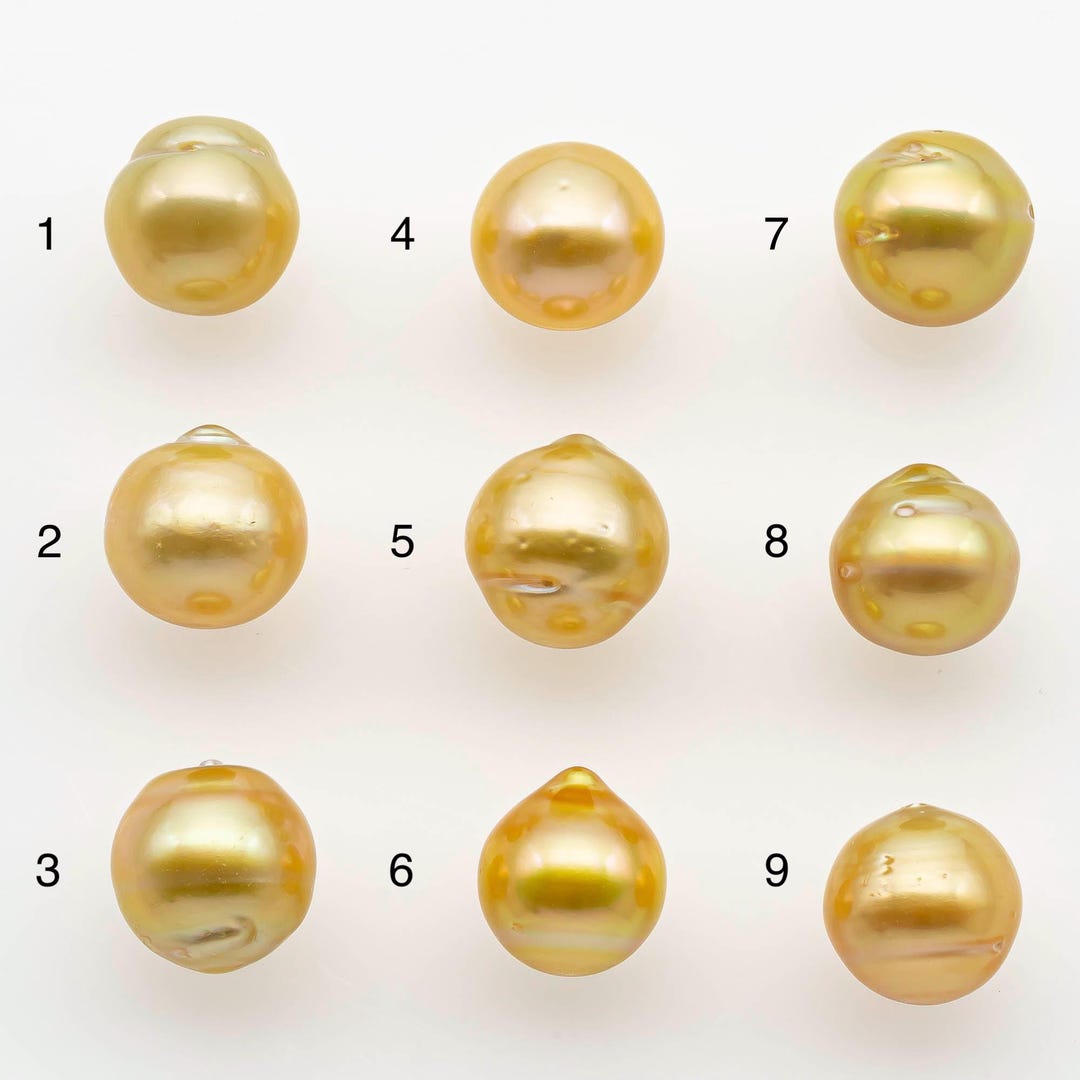 9-10mm South Sea Pearl, Gold Single Piece Nondrilled With High Luster ...