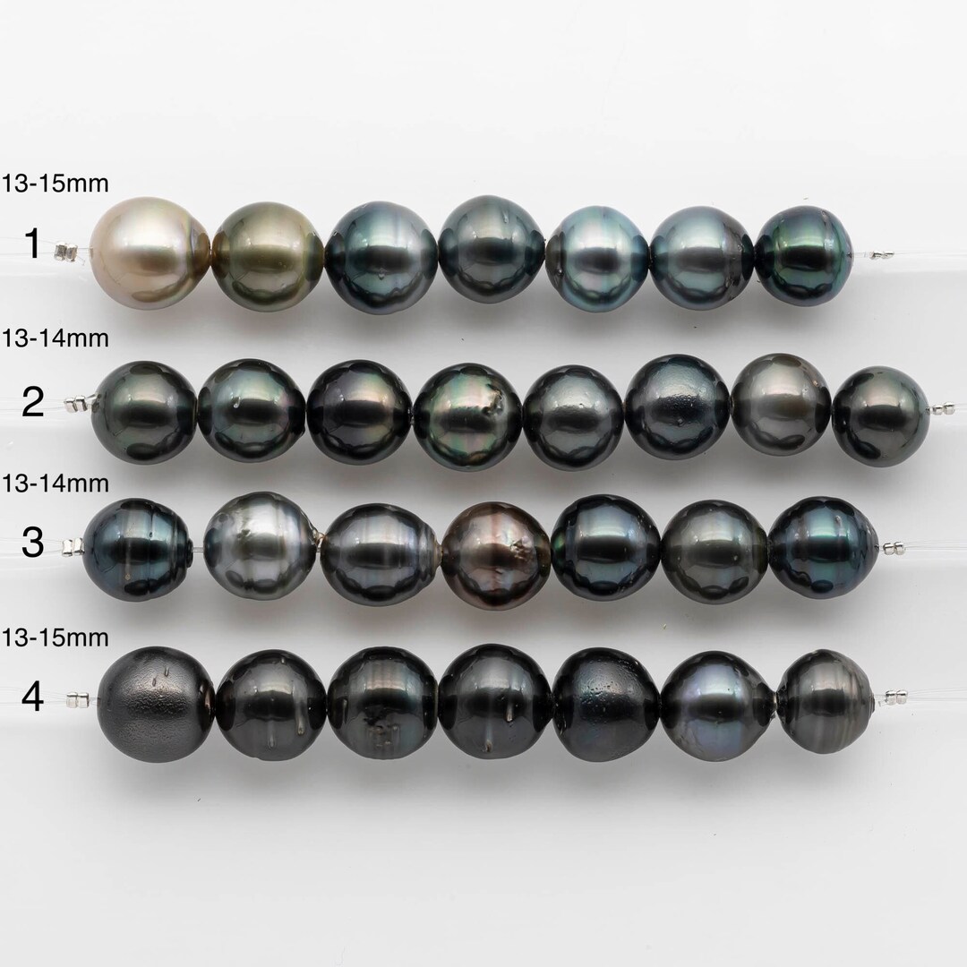 2mm Hole Tahitian Pearls 13-15mm in Short Strand With All Natural Color ...
