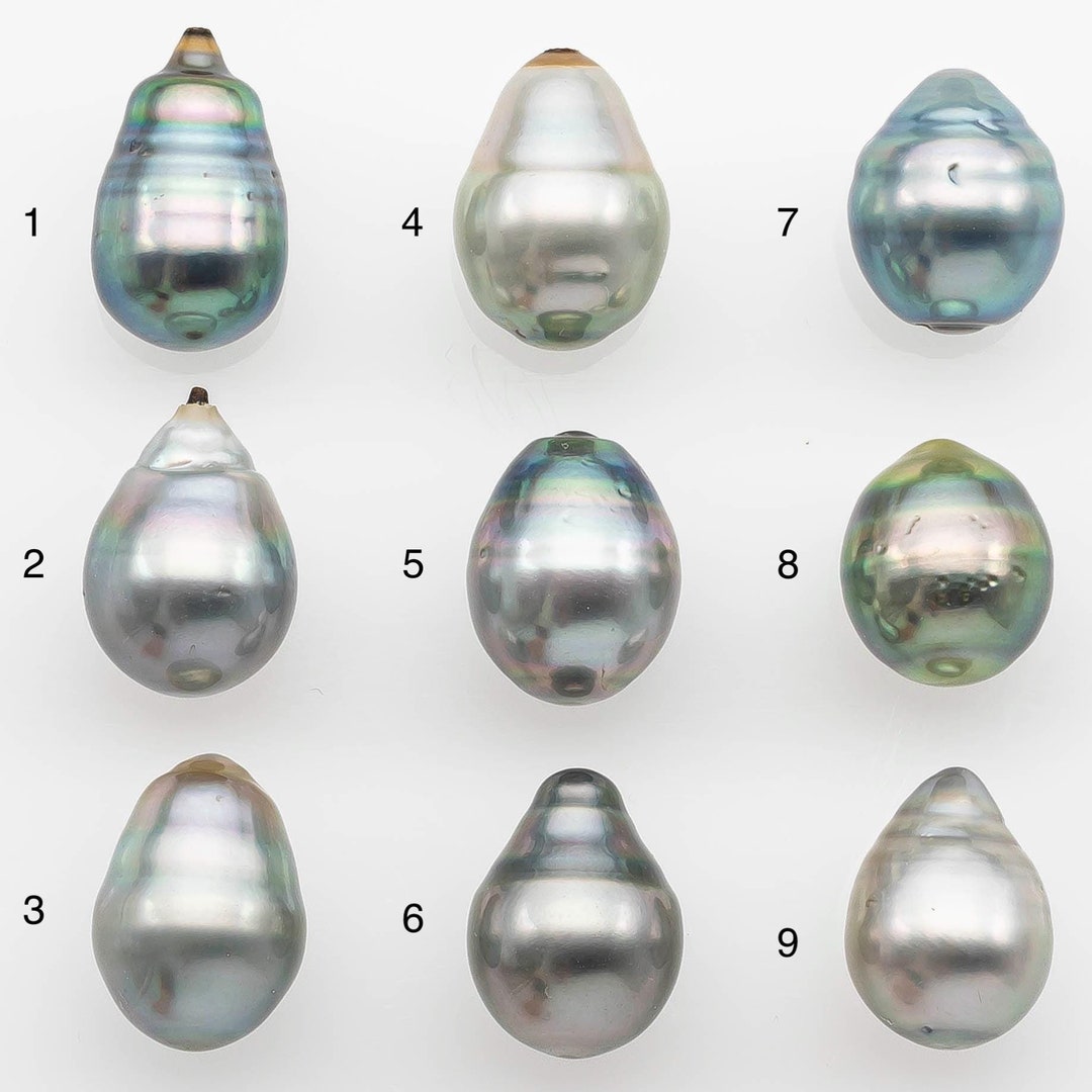 9-10mm Tahitian Pearl Drop With High Luster and Natural Color in Silver ...