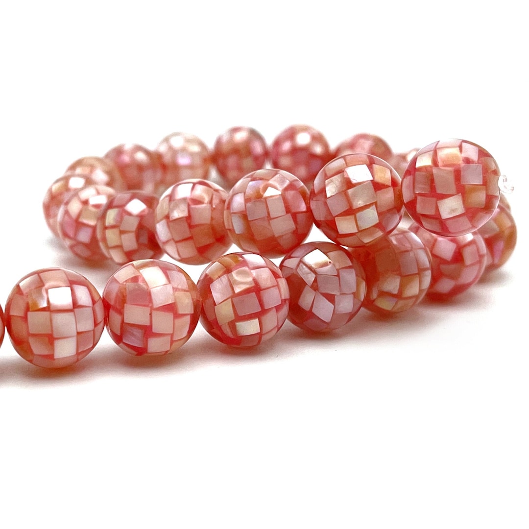 Conch Shell Mosaic Round Beads in 14mm, 2 Pieces, 1048SABM - Etsy