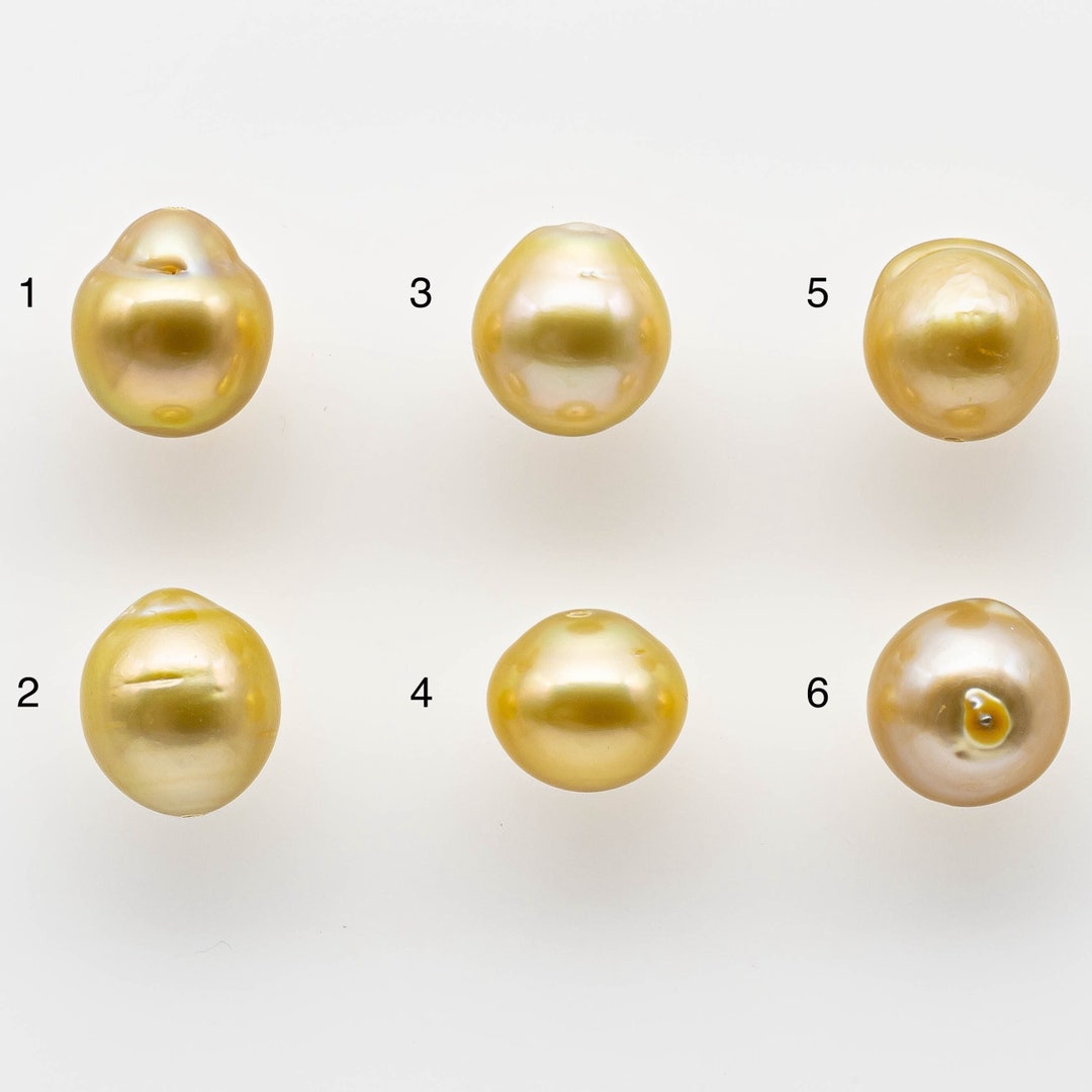 10-12mm Golden South Sea Pearl Drops in Natural Color With High Luster ...