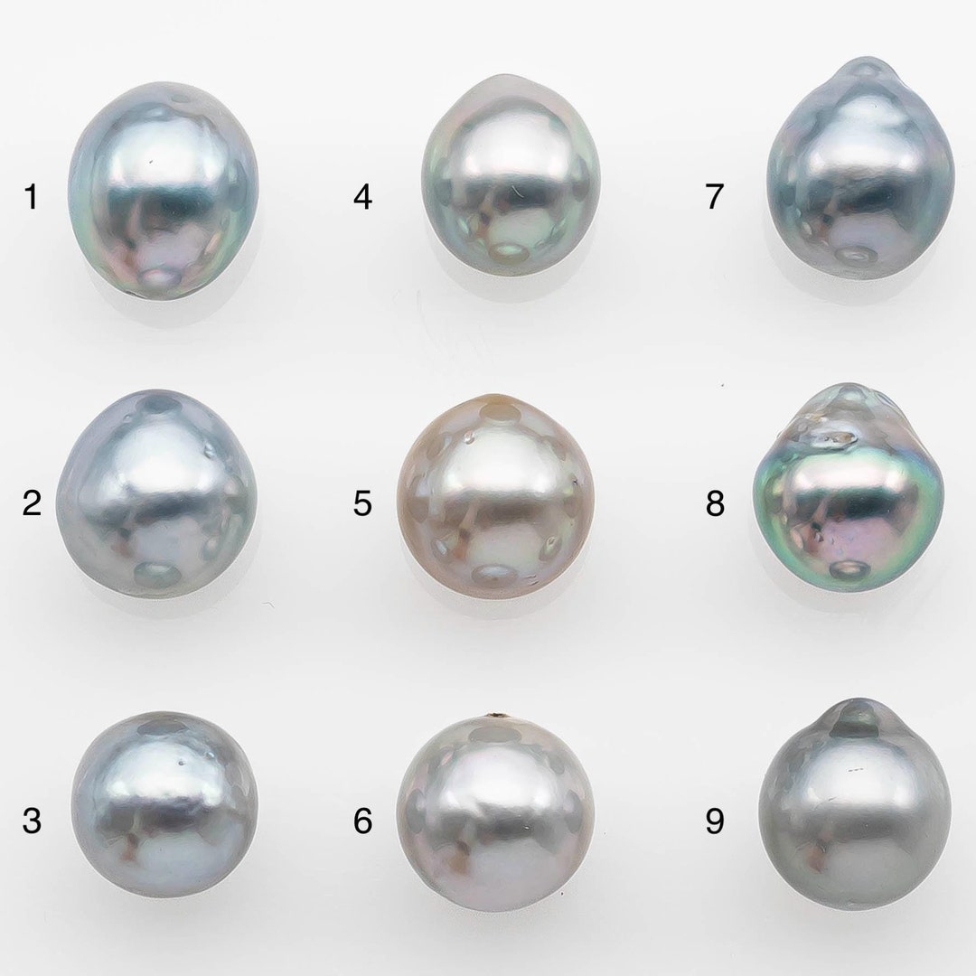 9-10mm Tahitian Pearl Drop With High Luster and Natural Color in Silver ...