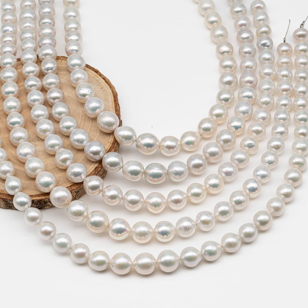 9-12mm Near Round Edison Pearl Strand With High Luster and White Colors ...