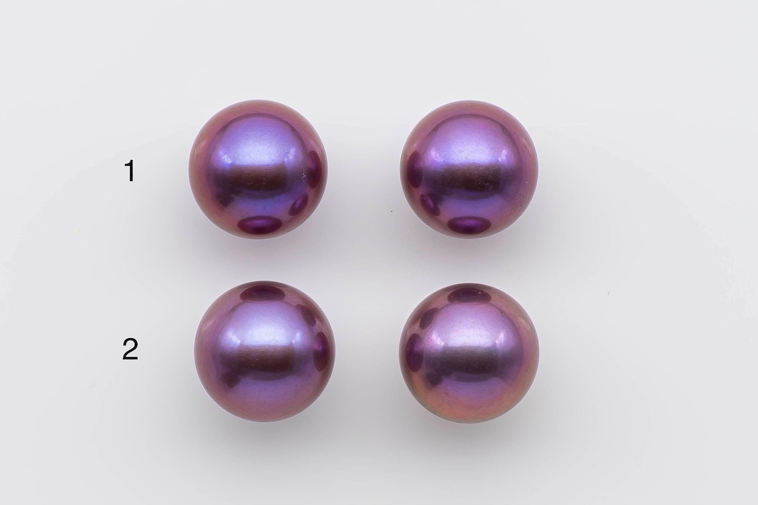 13-14mm Edison Pearl Pair With Natural Dark Lavender or Metallic Color ...