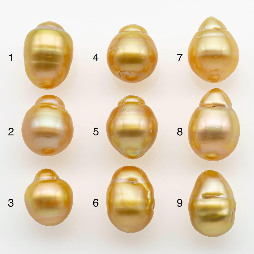 10-11mm South Sea Pearl, Gold Drop Single Piece Nondrilled With High ...