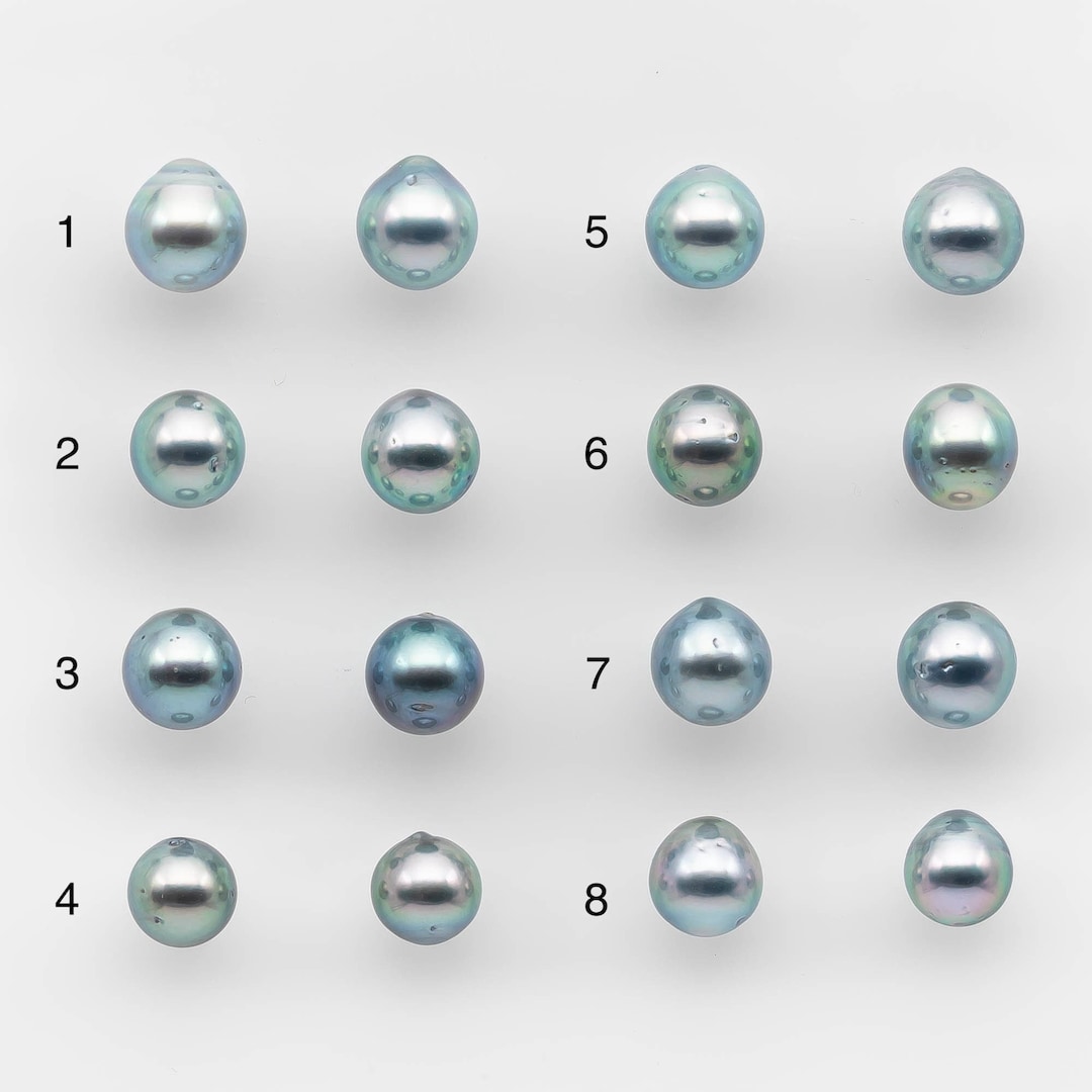 8-9mm Matching Pair Silver Blue Tahitian Pearl With High Luster and ...