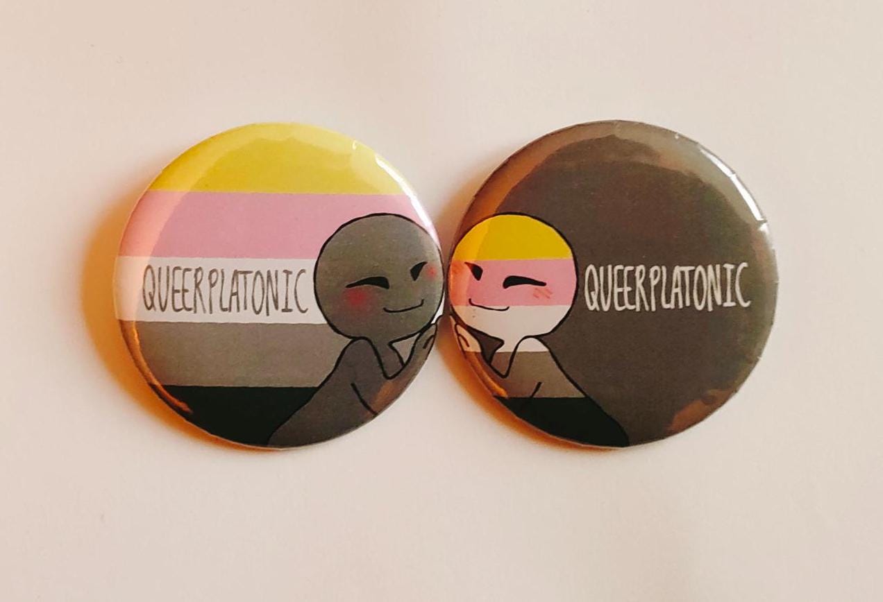 Queerplatonic 2x56mm Button Set - Etsy