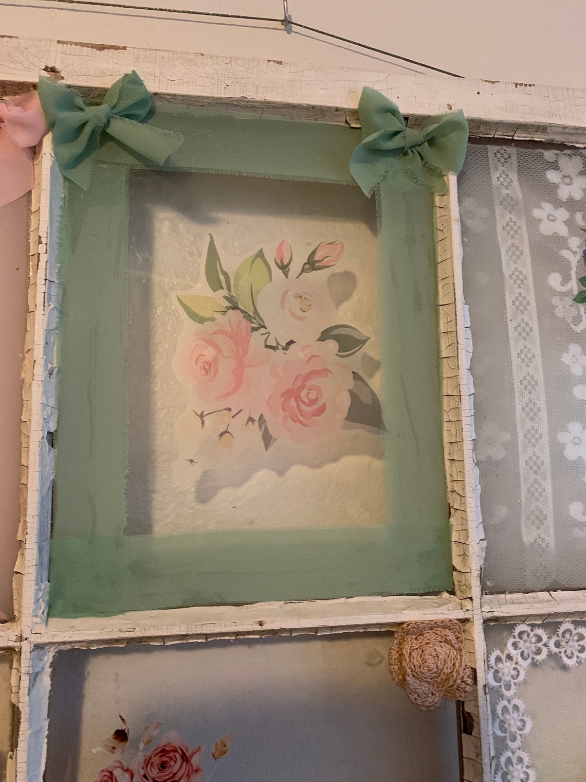 Vintage 12 Paned Decorated Window - Etsy
