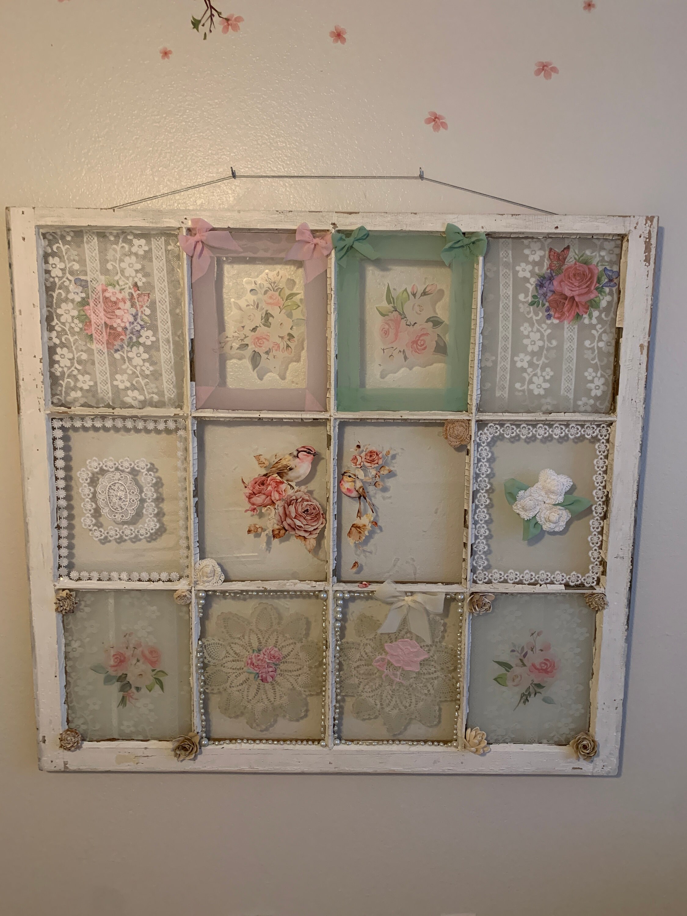 Vintage 12 Paned Decorated Window - Etsy