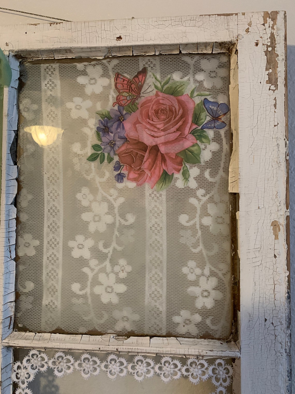 Vintage 12 Paned Decorated Window - Etsy