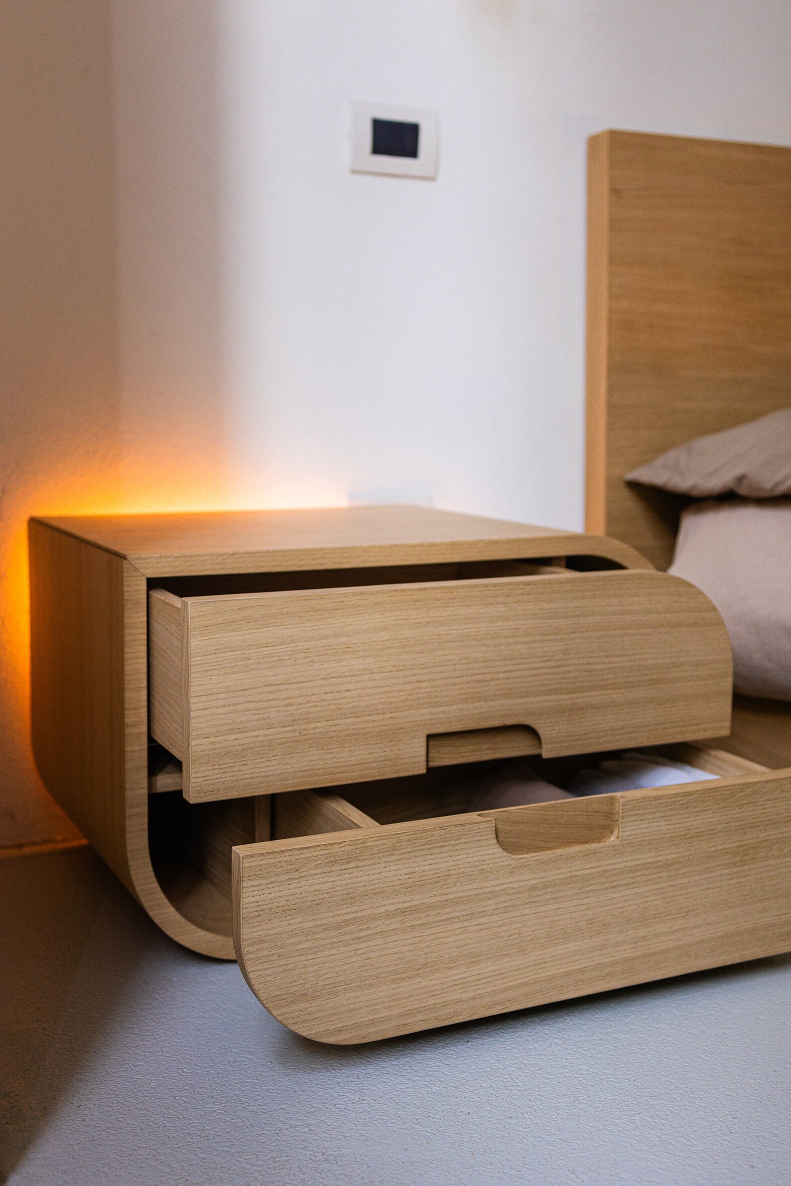 Oak Wood Nightstand With Led Light. Minimal Style - Etsy
