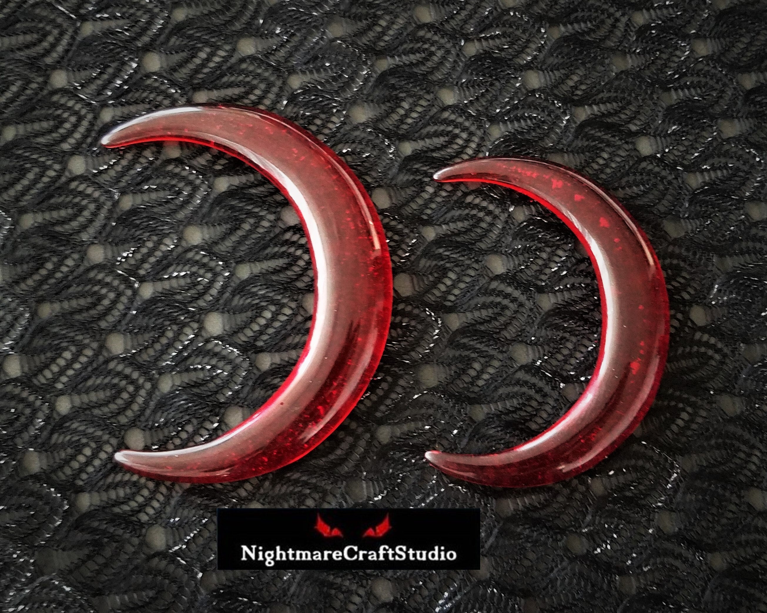 Red Devil Horns Crescent Moon Resin Hair Stick - Etsy