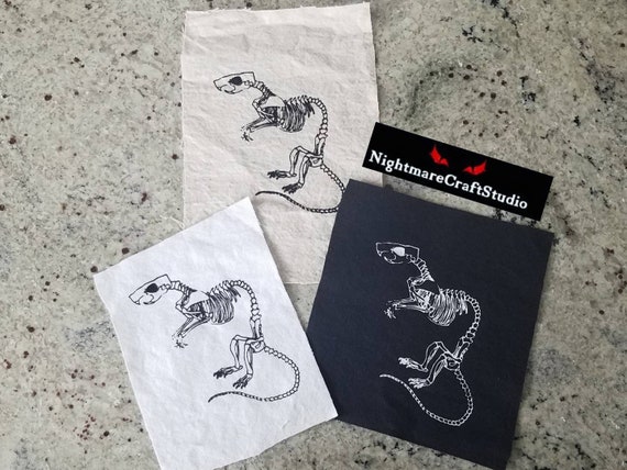 Rat Skeleton Bones Screenprinted Cloth Patch | Etsy