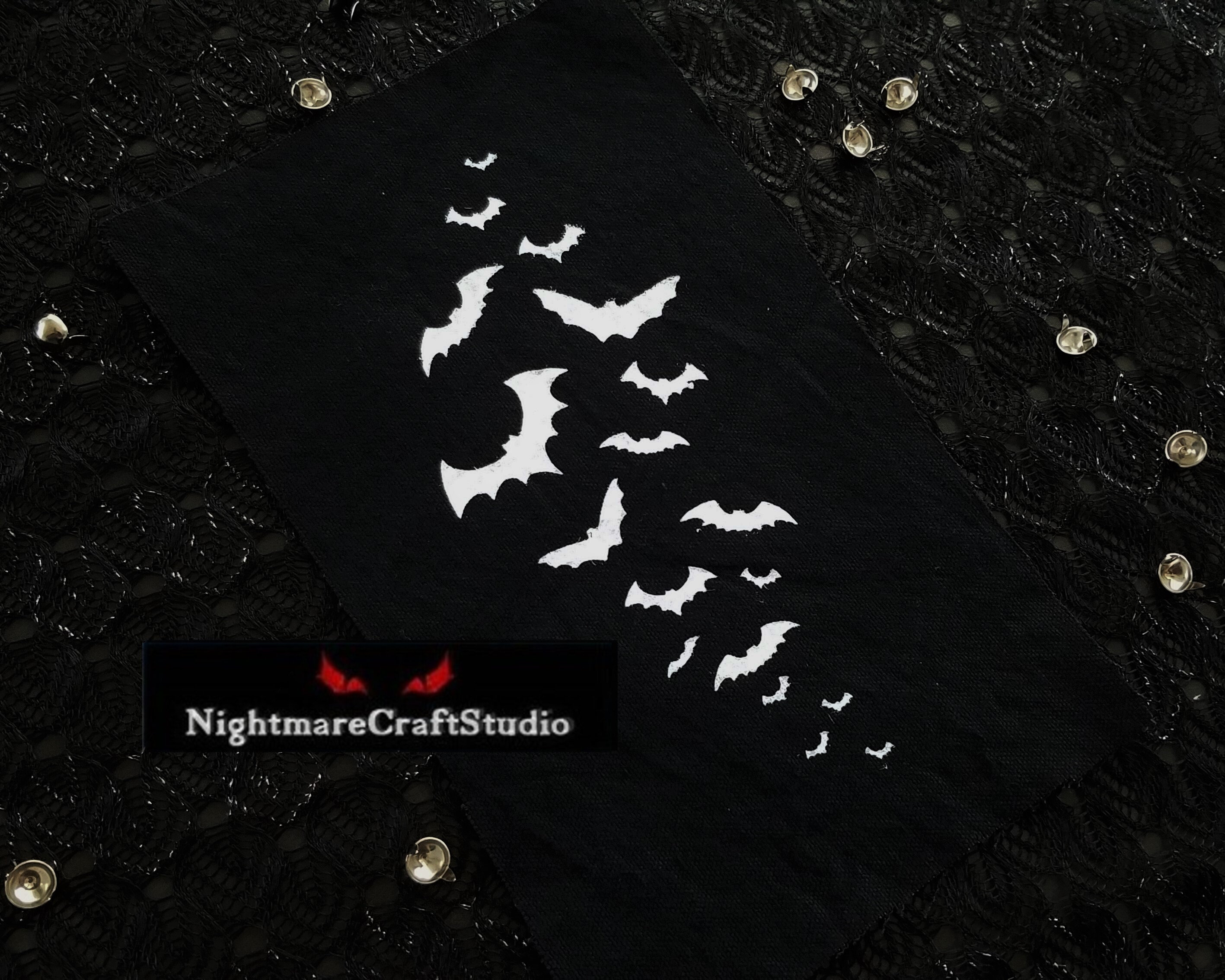 Bat Silhouette Screenprinted Cloth Patch Flying Bats Goth - Etsy