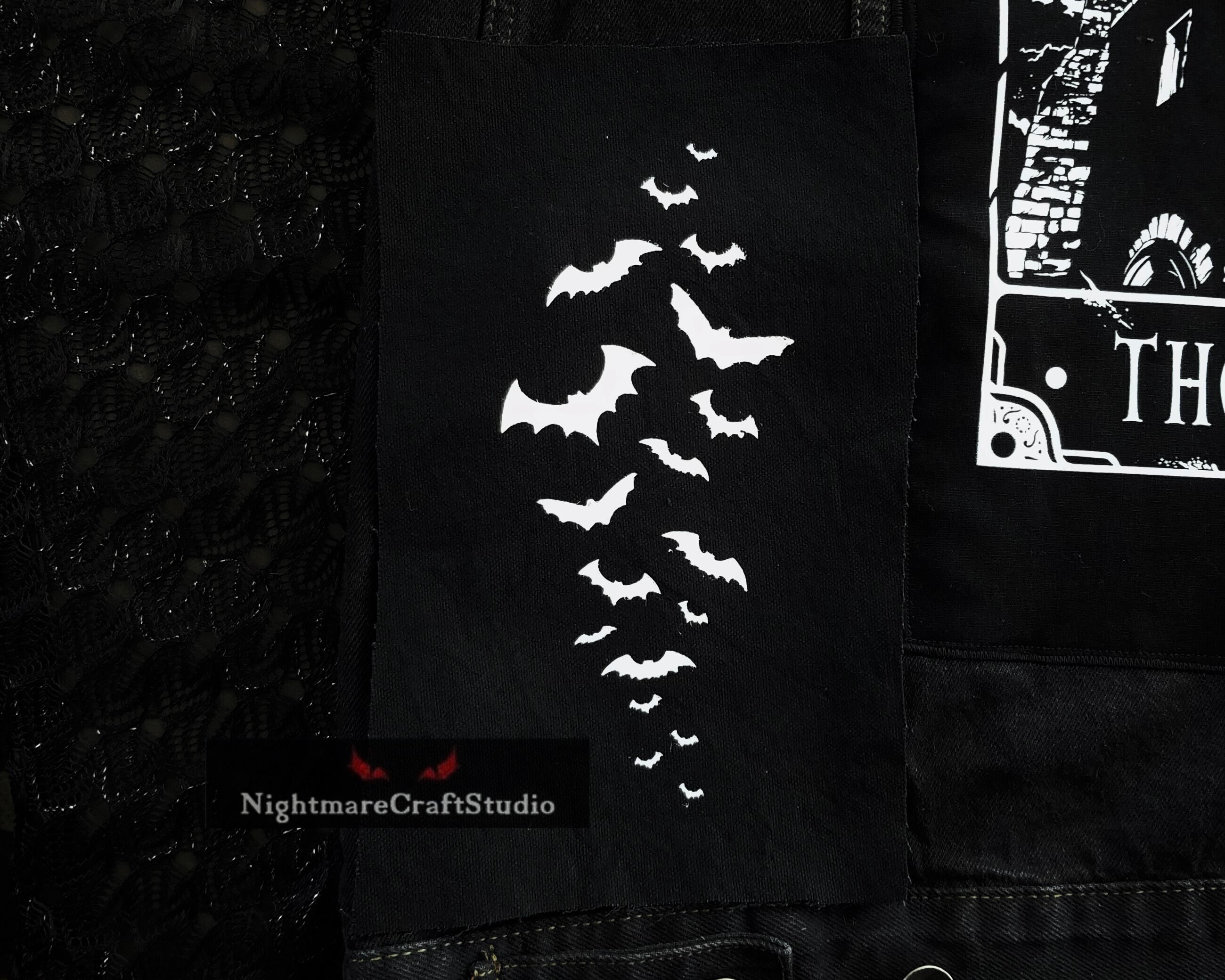 Bat Silhouette Screenprinted Cloth Patch Flying Bats Goth - Etsy