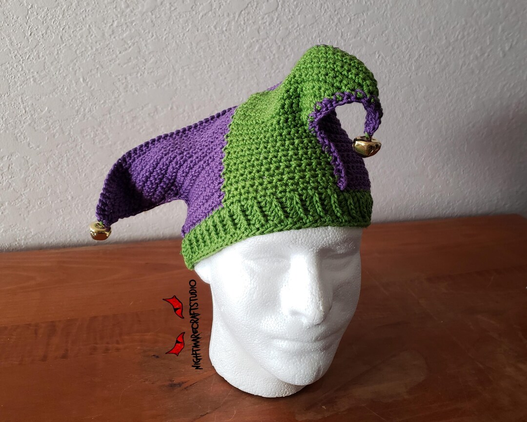 Green and Purple Crochet Jester Hat - Etsy
