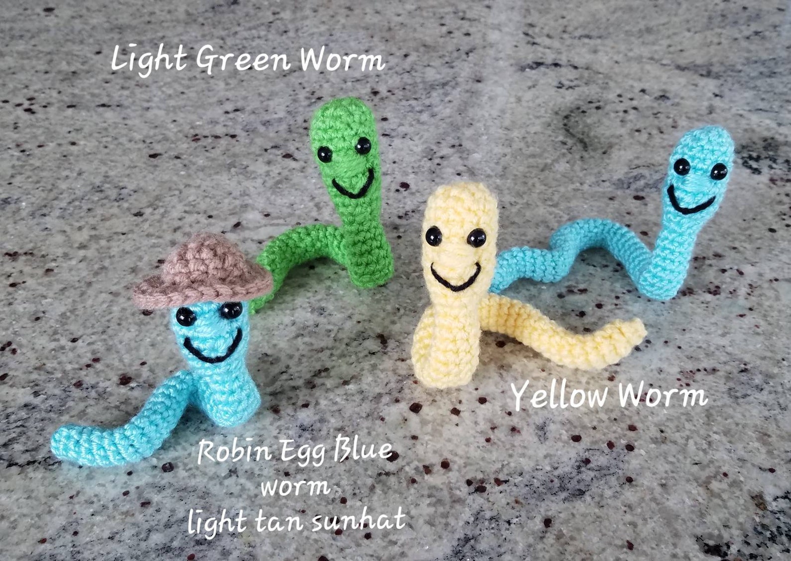 Crochet/amigurumi Worms Wearing Hats and Mini Mushrooms - Etsy