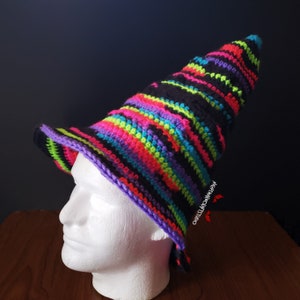 Rave Wizard Neon Color Crocheted Hat - Etsy