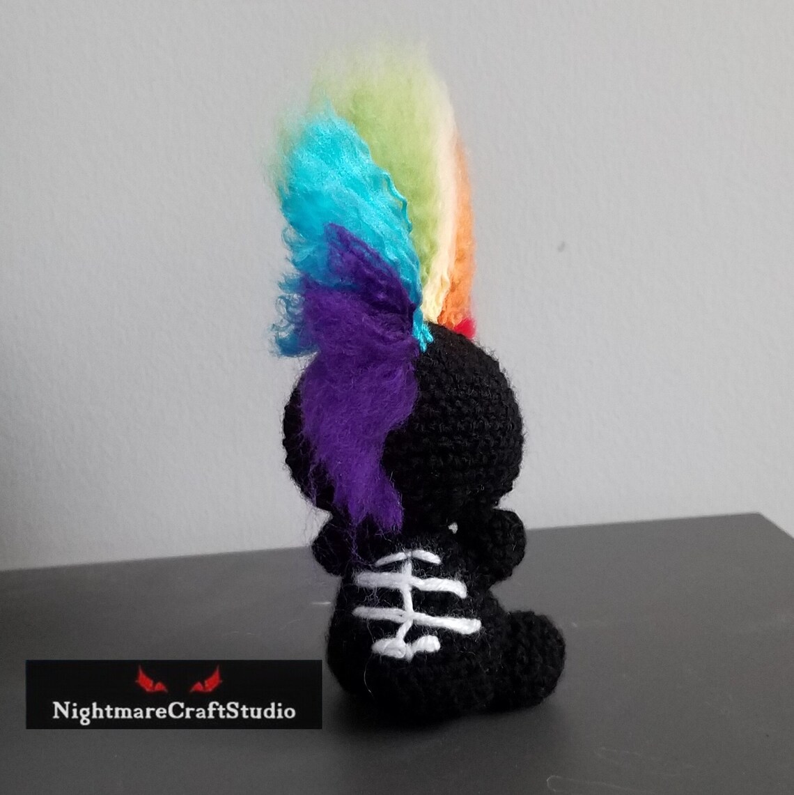 Skeleton Voodoo Doll With Rainbow Mohawk Crochet Plush - Etsy