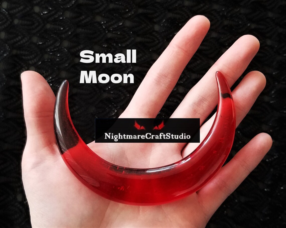 Red Devil Horns Crescent Moon Resin Hair Stick - Etsy